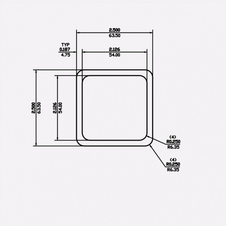 Square Tube RC 2 5 X 0 187 X 0 25 X 0 25 6061 T6 Mill Finish 20ft square-tube-rc-2-5-x-0-187-x-0-25-x-0-25-6061-t6-mill-finish-20ft